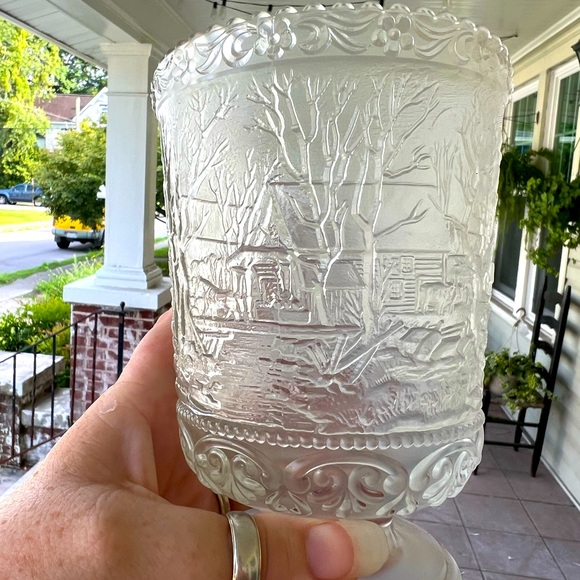 Fenton | Accents | Vintage Fenton Glass Spooner Currier And Ives Winter ...